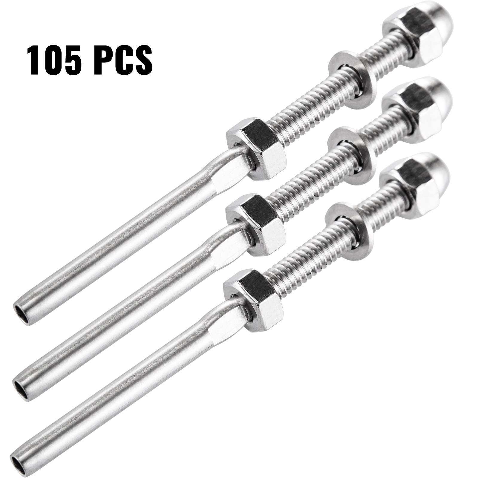 VEVOR 104 Pack 3/16 Inch Stainless Steel SS316 Hand Swage Threaded Stud ...
