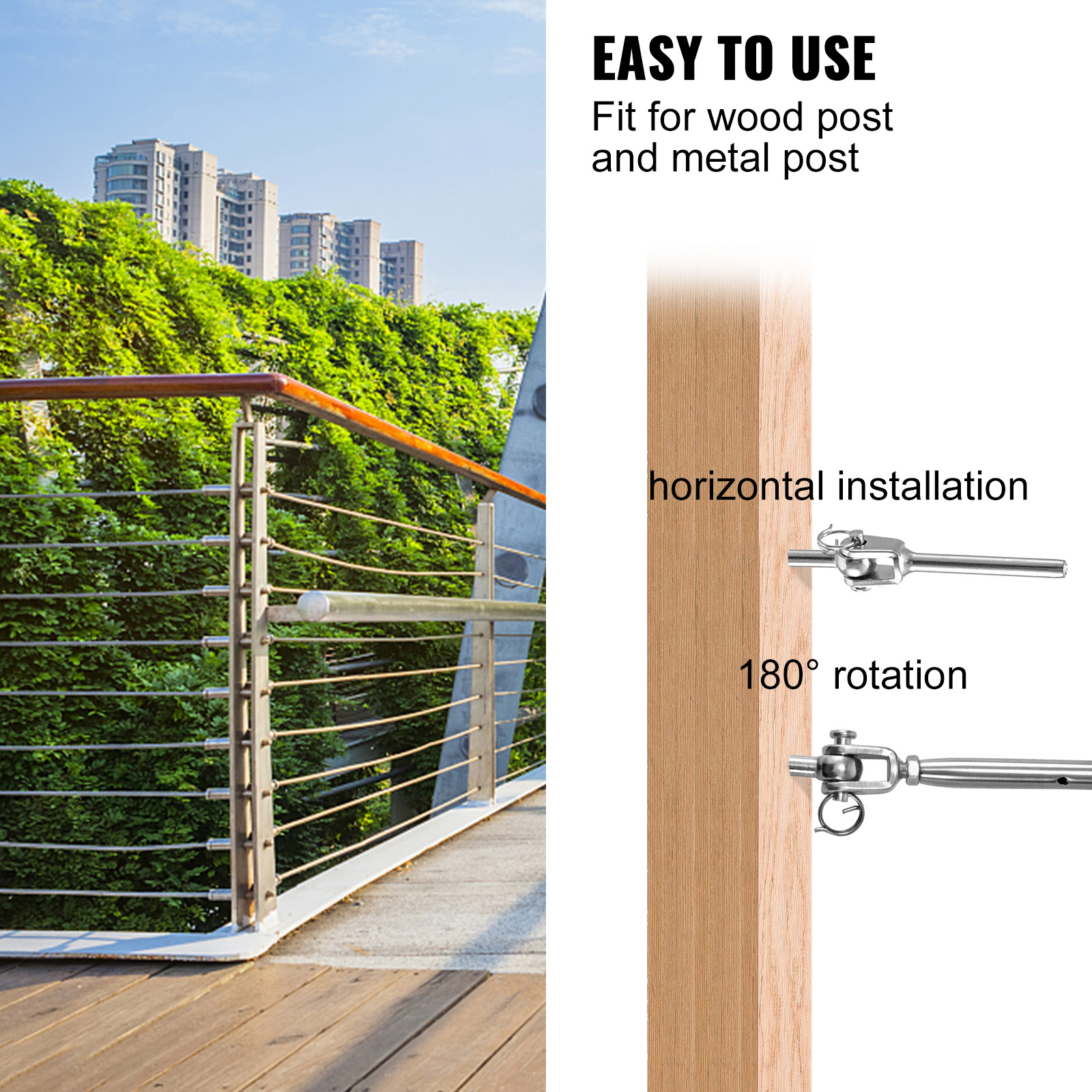 VEVOR Cable Railing Kit, 32 Packs T316 Stainless Steel Jaw Swage ...