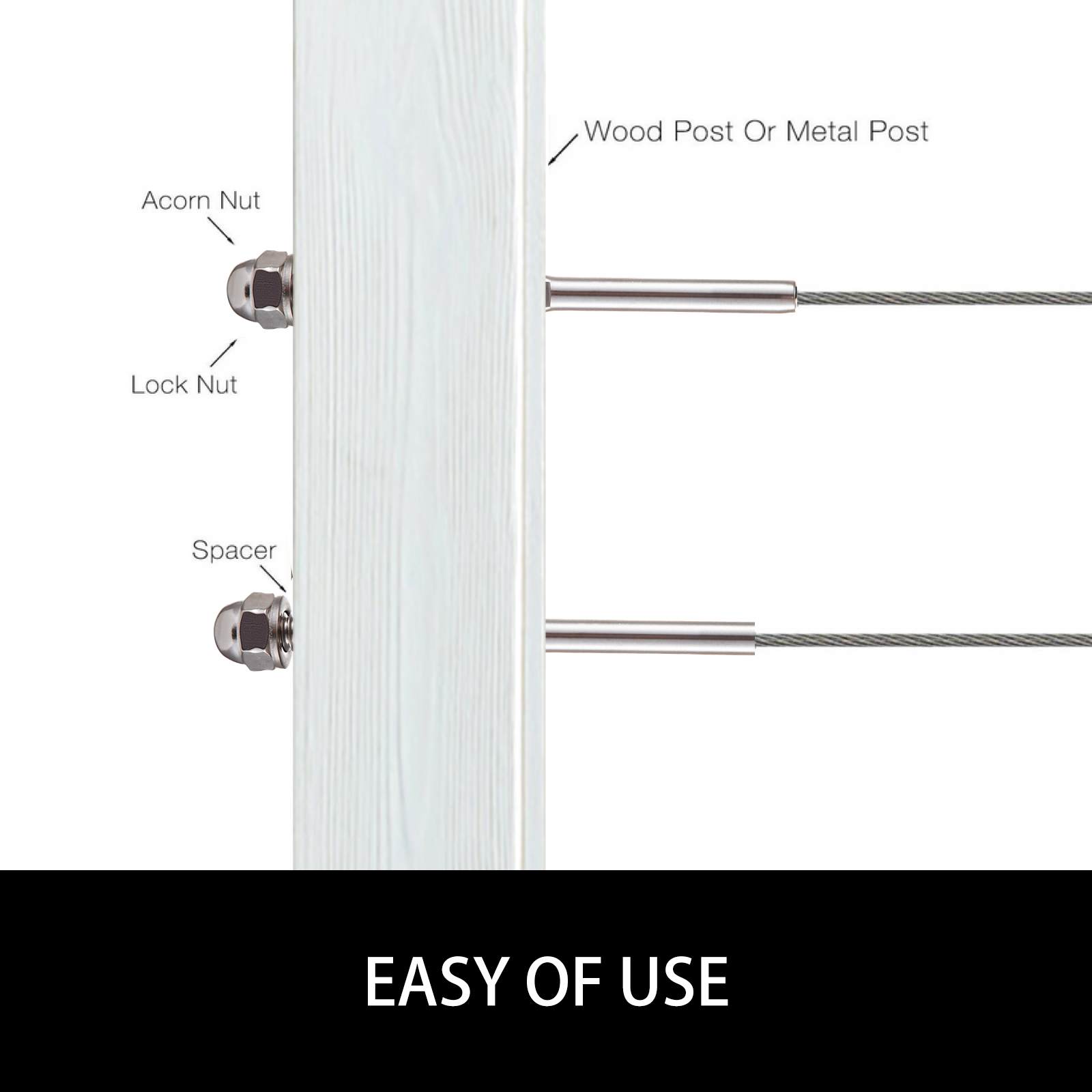 VEVOR 52 Pack Cable Railing Swage 3/16 Inch Stainless Steel Railing ...