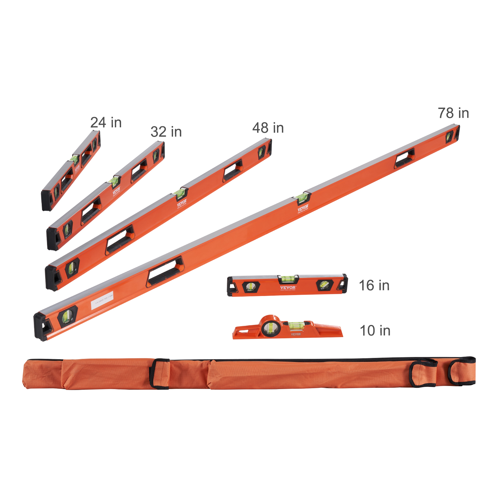 VEVOR Magnetic Torpedo Level, 78/48/32/24/16/10 in Mechanical Level Set ...