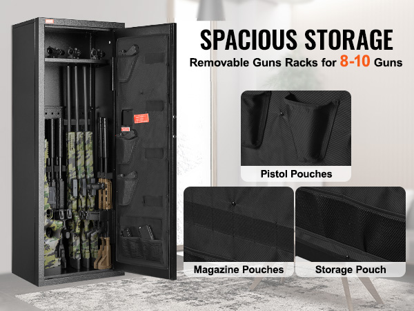 VEVOR 8-10 Rifles Gun Safe, Rifle Safe with Lock & Digital Keypad ...