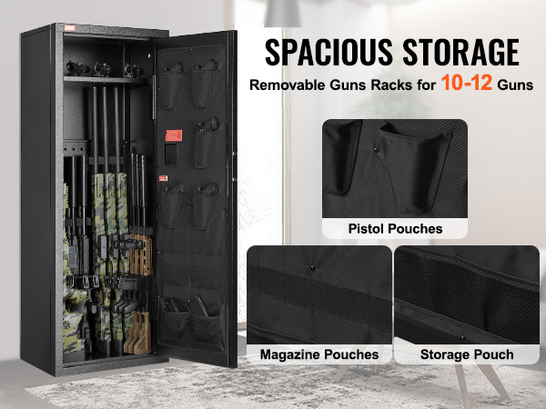 VEVOR 10-12 Rifles Gun Safe, Rifle Safe with Lock & Digital Keypad ...