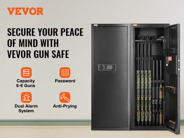 VEVOR 6-8 Rifles Gun Safe, Rifle Safe with Lock & Digital Keypad, Quick ...