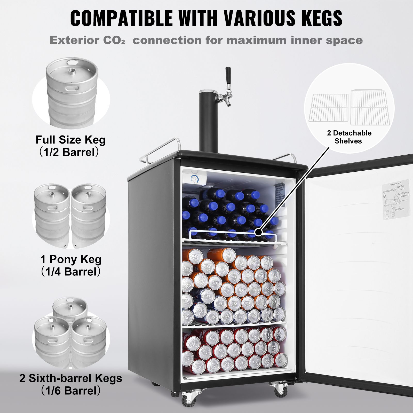Beer Kegerator Draft Beer Dispenser Full Size Keg Refrigerator 1 / 2 ...