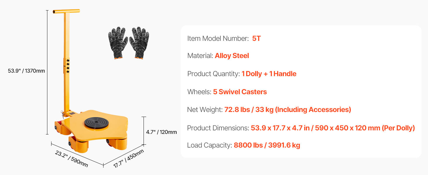 Machine Skate 8800 lbs Machinery Moving Skate with Handle 360° Rotation ...