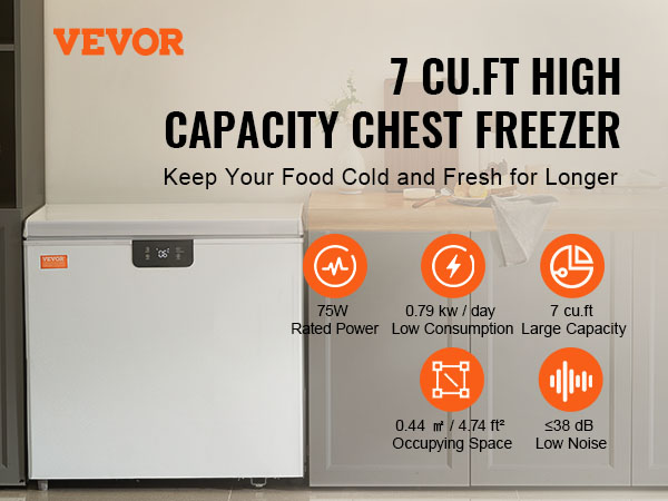 VEVOR Chest Freezer, 5.4 Cu.ft / 153 L Compact Deep Freezer, Free ...
