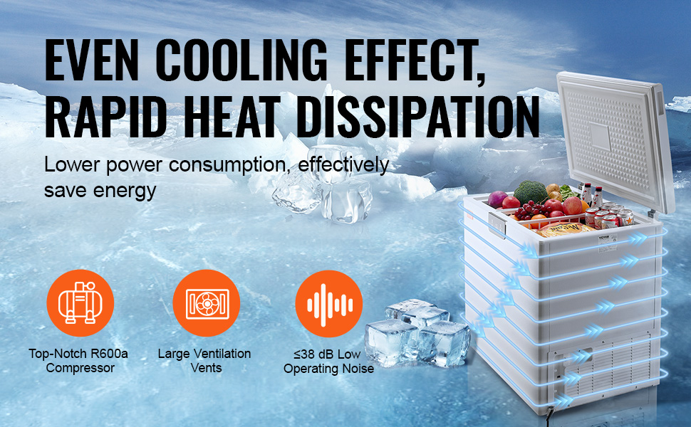 VEVOR Chest Freezer, 7 Cu.ft / 198 L Compact Deep Freezer, Free ...