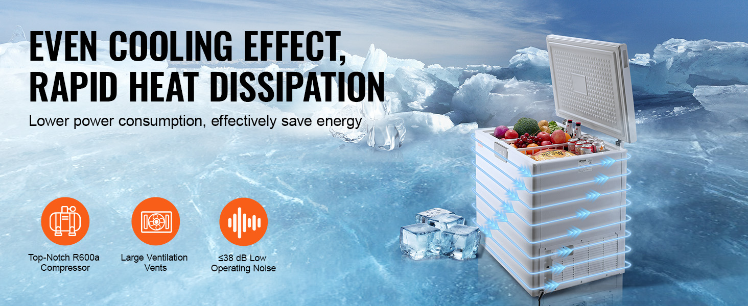 VEVOR Chest Freezer, 5.4 Cu.ft / 153 L Compact Deep Freezer, Free ...