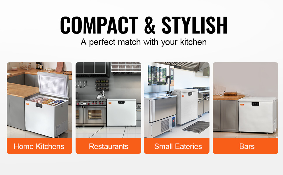 VEVOR Chest Freezer, 7 Cu.ft / 198 L Compact Deep Freezer, Free ...