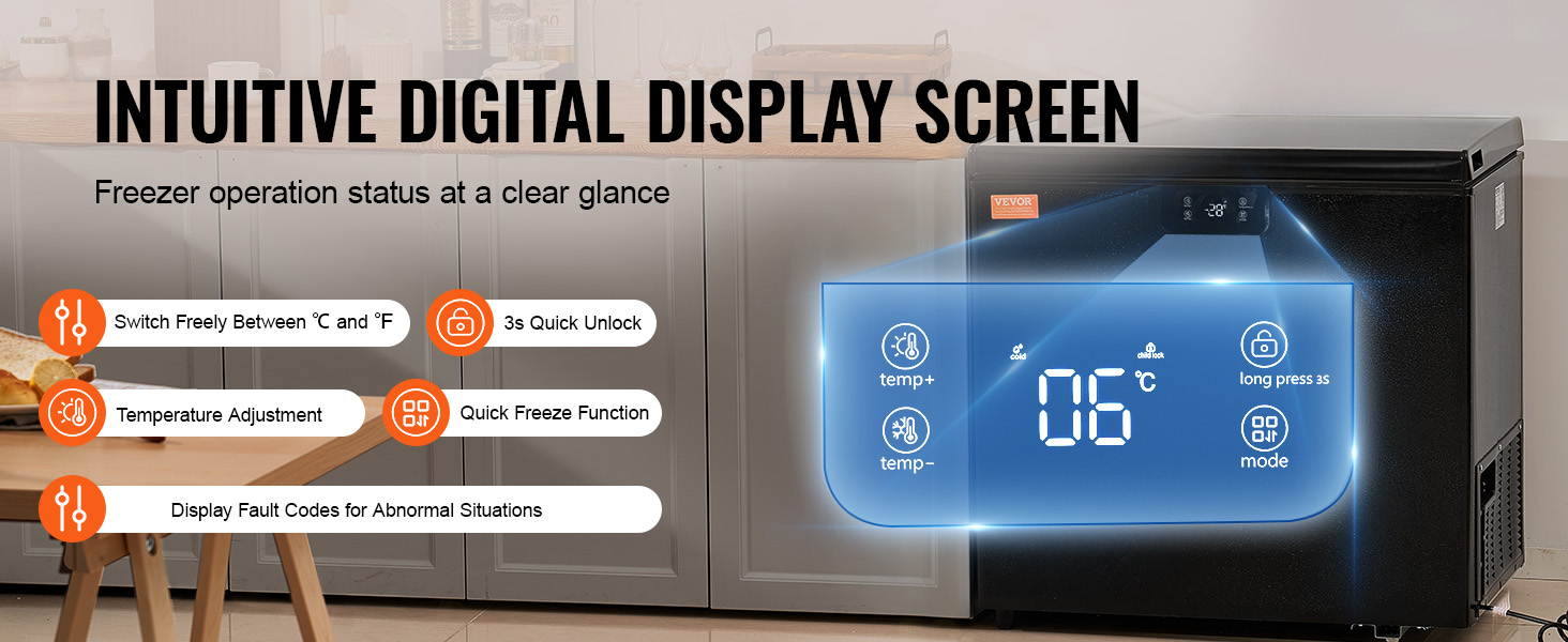 VEVOR Chest Freezer, 7 Cu.ft / 198 L Compact Deep Freezer, Free ...