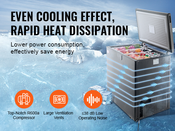 VEVOR Chest Freezer, 7 Cu.ft / 198 L Compact Deep Freezer, Free ...