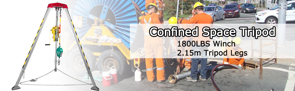 Confined Space Tripod Safety Tripod With 1800lbs Winch Rescue Tripod ...