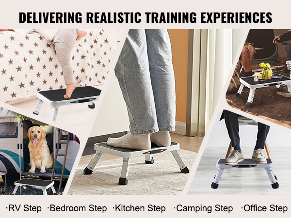 VEVOR Step Stool 1-Step 330lbs Capacity, Folding Steel Step Ladder 3 ...