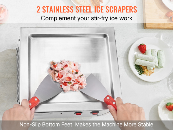 VEVOR Fried Ice Cream Roll Machine Rolled Ice Cream Maker 11 x 9.5 inch ...