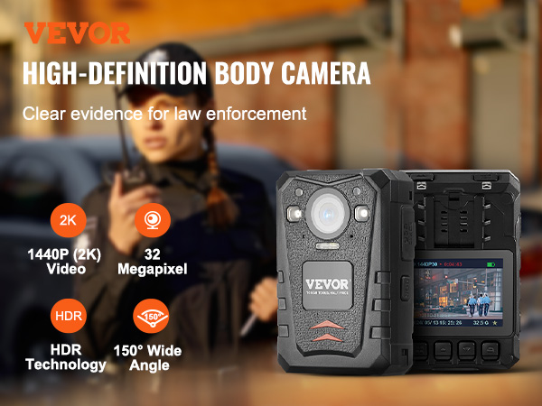 VEVOR 1440P HD Police Body Camera, 64GB Body Cam with Audio Video ...