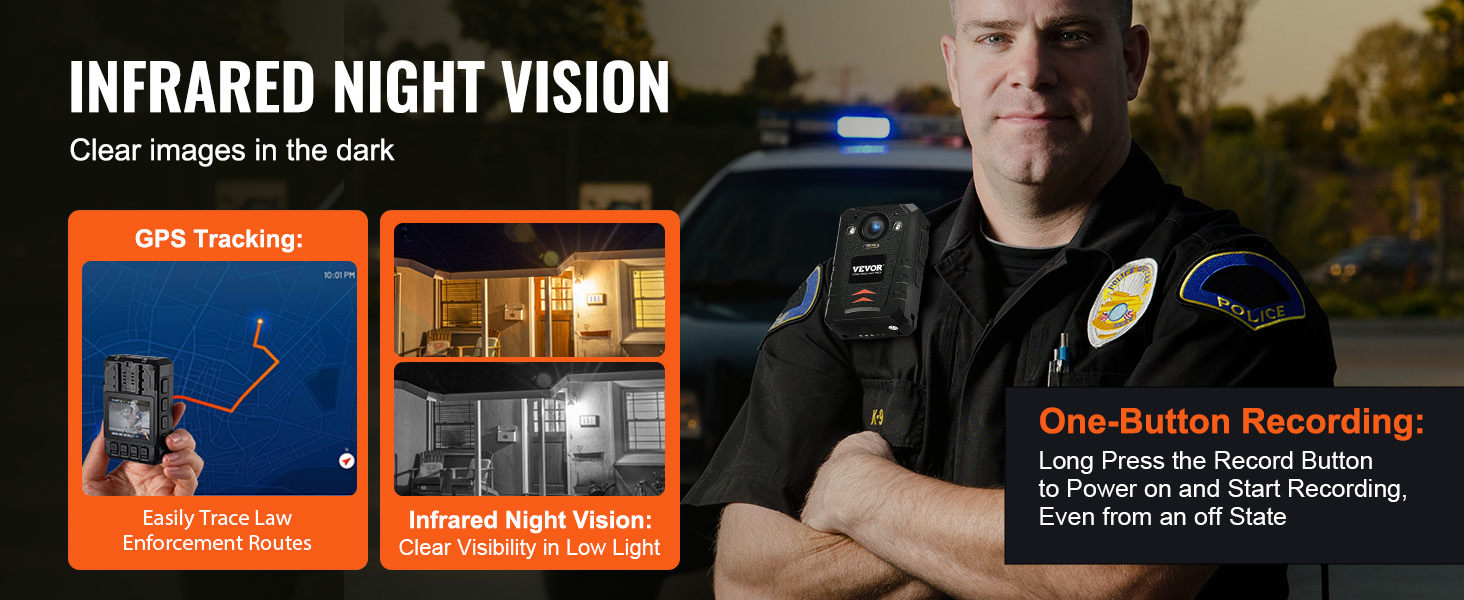 VEVOR 1440P HD Police Body Camera, 64GB Body Cam with Audio Video ...