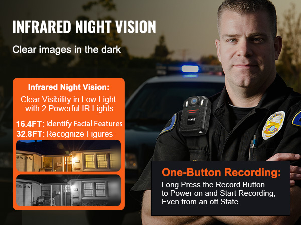 VEVOR 1440P Police Body Camera 64G Body Cam with 2850 mAh Battery Night ...