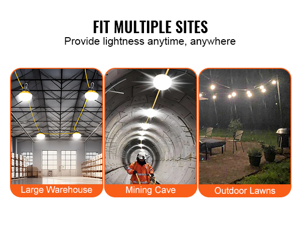 VEVOR 100FT Construction String Lights 100W 10000LM Connectable ...