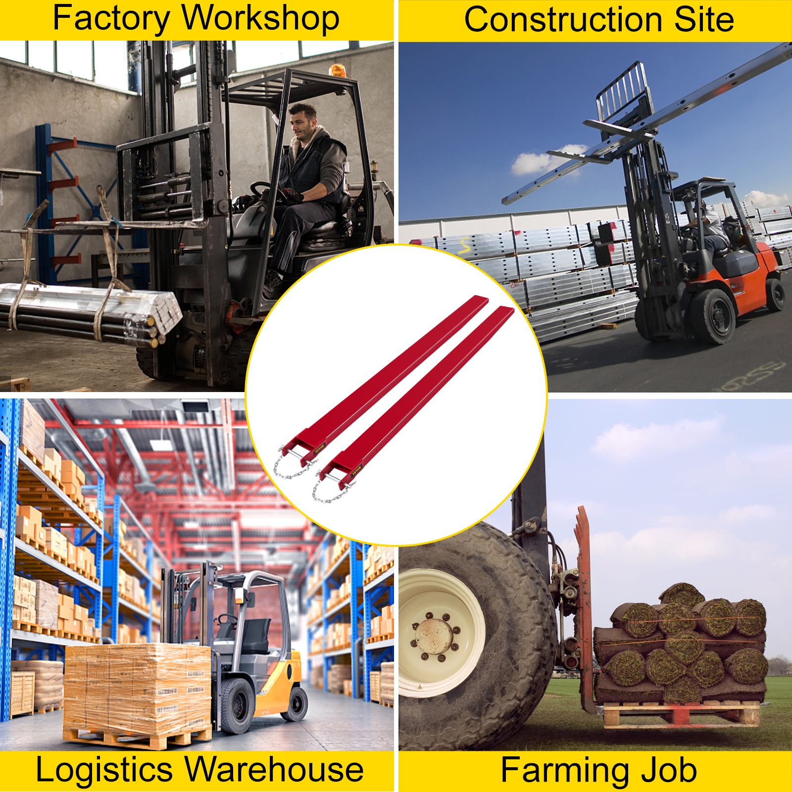 VEVOR Forklift Pallet Fork Extensions, 96" Length x 4" Width Forklift ...