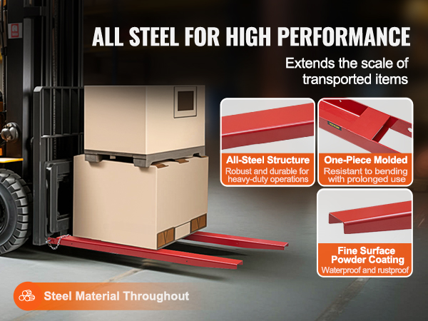 VEVOR Pallet Fork Extensions, 72" Length 4.5" Width, Heavy Duty Carbon ...