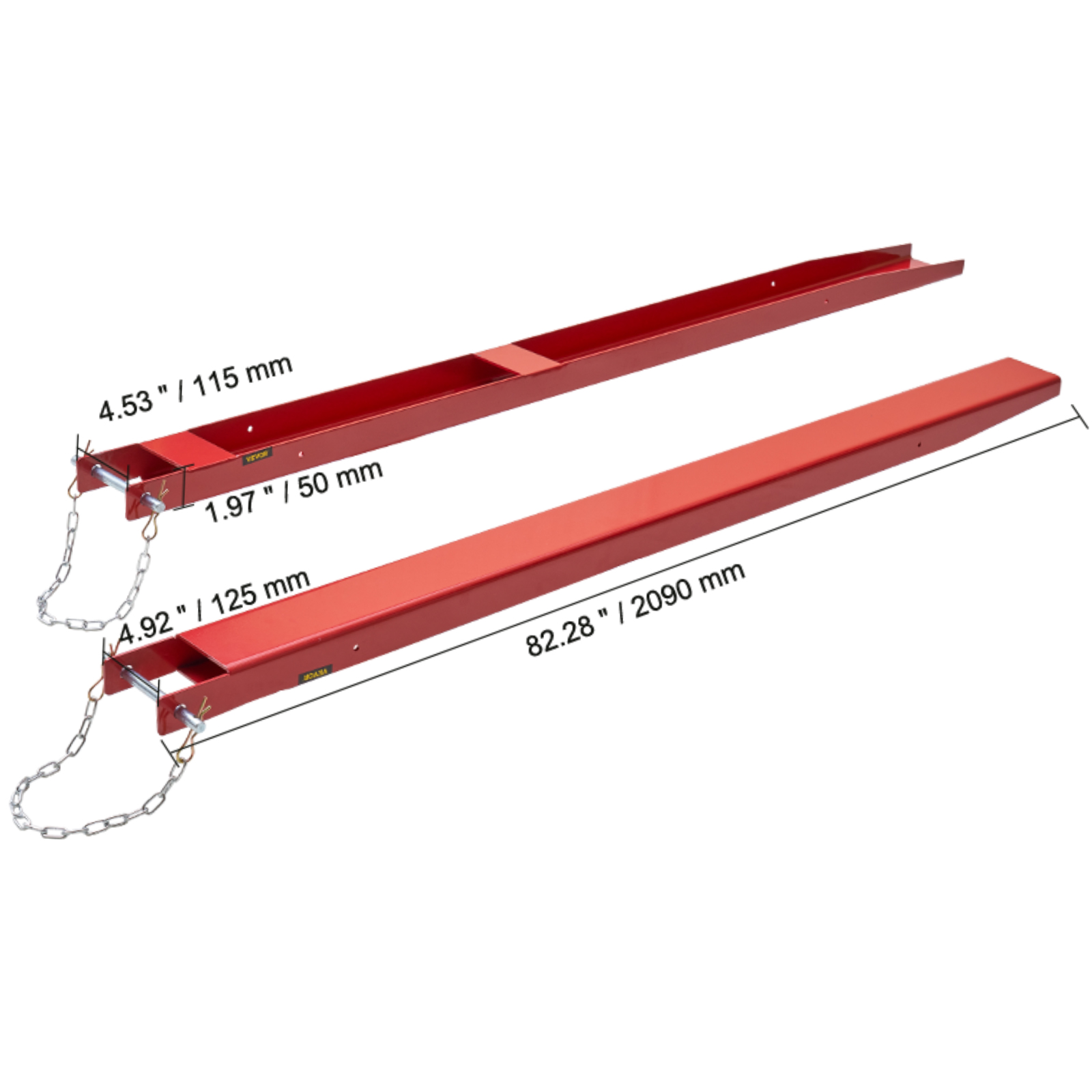 VEVOR Pallet Fork Extensions, 82" Length 4.5" Width, Heavy Duty Carbon ...