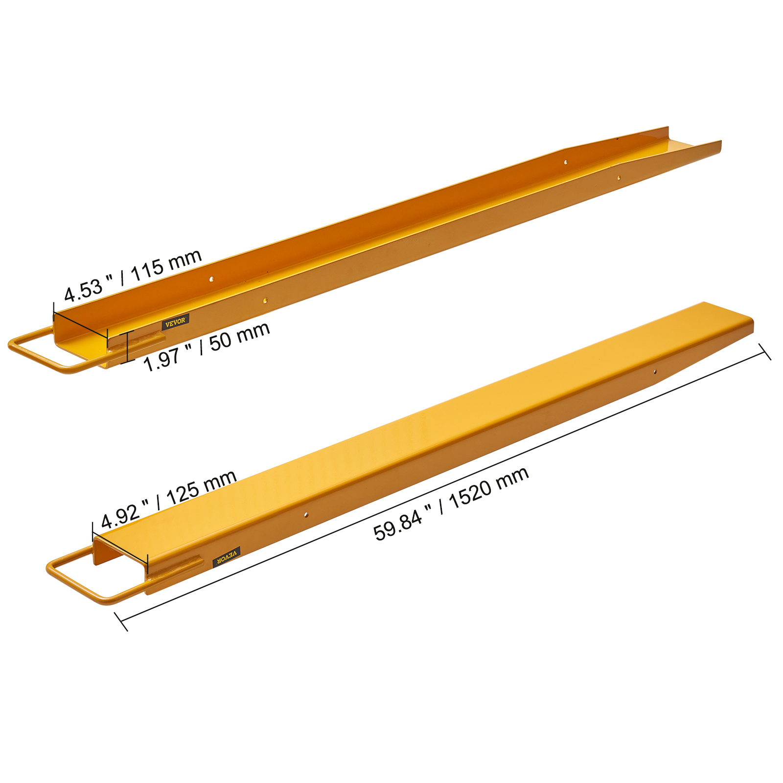 VEVOR Pallet Fork Extensions, 60" Length 4.5" Width, Heavy Duty Carbon ...