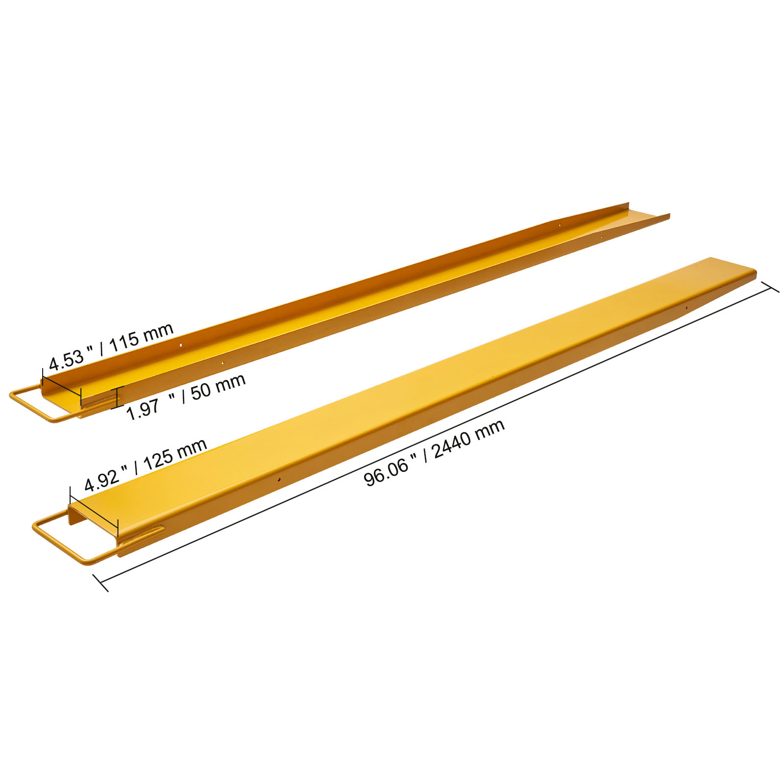 VEVOR Pallet Fork Extensions, 96" Length 4.5" Width, Heavy Duty Carbon ...