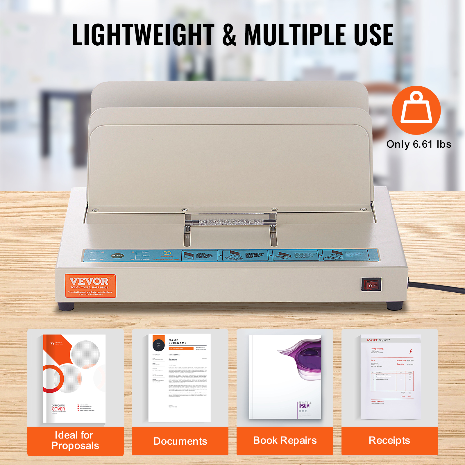 VEVOR Thermal Binding Machine/Covers Thermal Book Binder 400/500 Sheets ...
