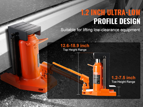 VEVOR Hydraulic Toe Jack, 10 Ton On Toe Toe Jack Lift, 20 Ton On Top Lift Capacity Machine Jack ...