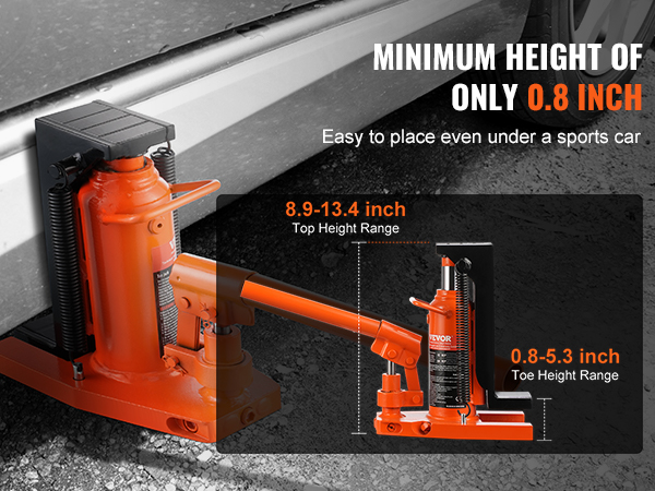 VEVOR Hydraulic Toe Jack, 2.5 Ton On Toe Toe Jack Lift, 5 Ton On Top ...