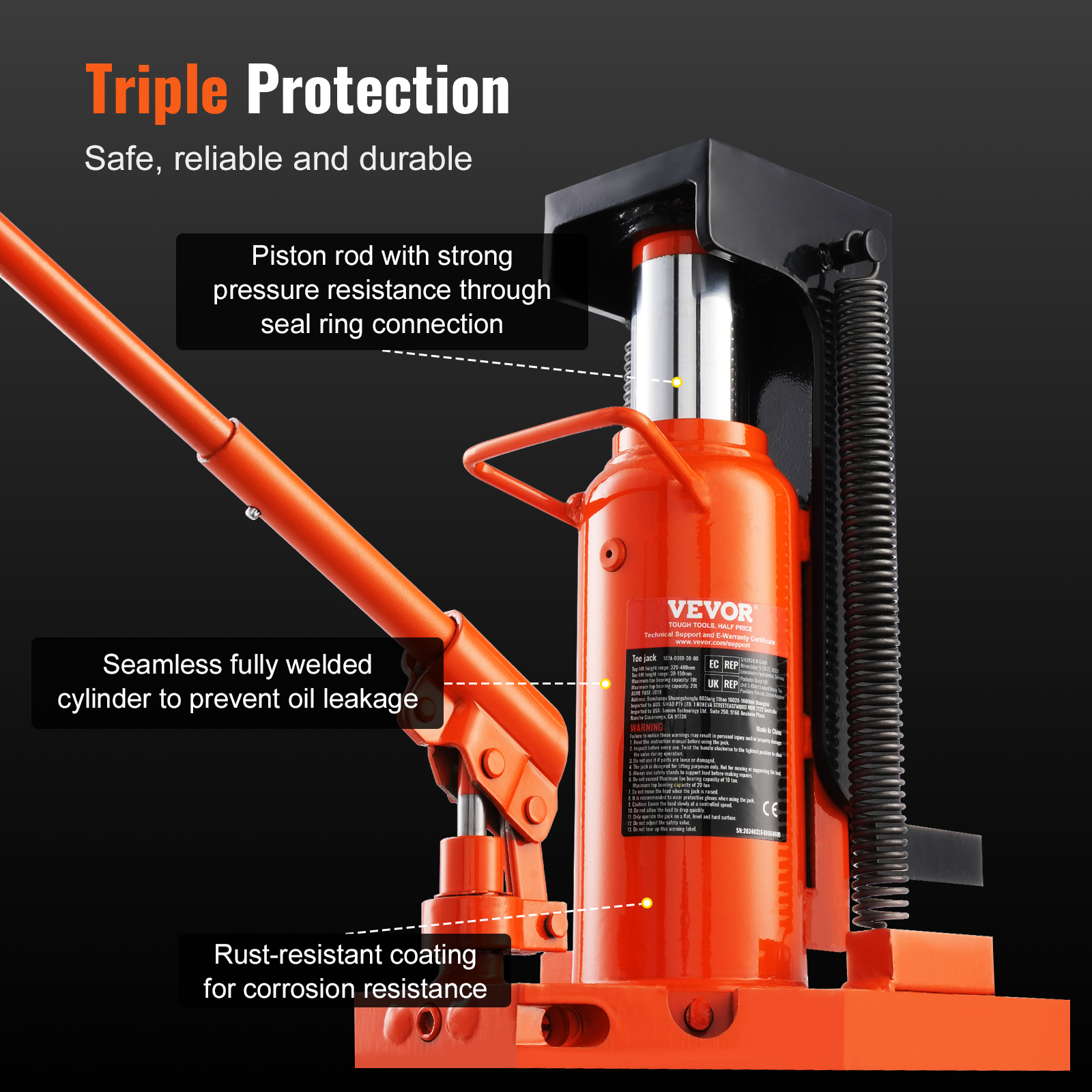 Hydraulic Machine Toe Jack Lift Capacity 2.5/5/10 Ton Toe 5/10/20 Ton Top | eBay