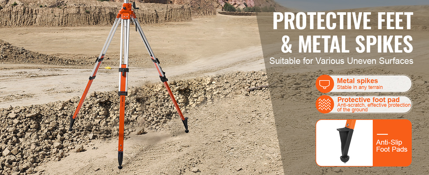 VEVOR Laser Level Tripod Stand, 5/8"-11 Thread Mount, 45.07-114.37 inch ...