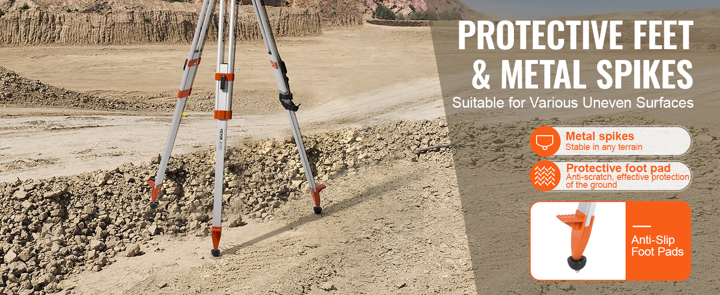 VEVOR Laser Level Tripod Stand, 5/8"-11 Thread Mount, 16.53-65.55 inch ...