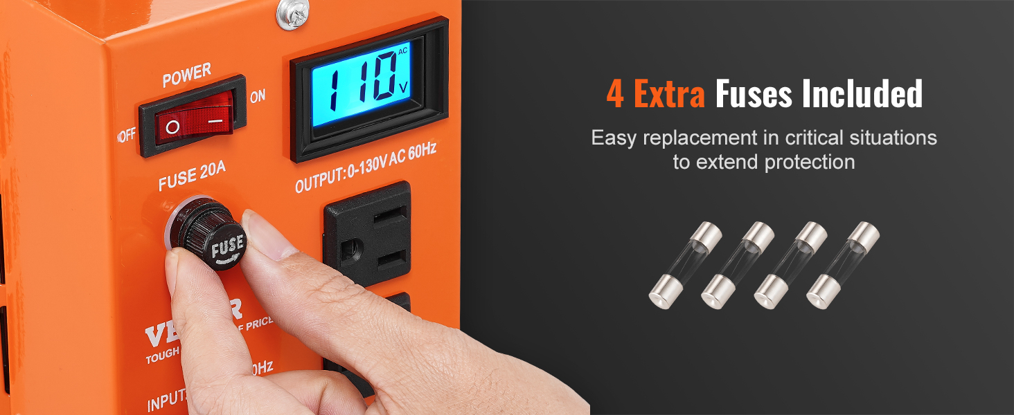 Vevor 2000va Auto Variable Voltage Transformer 15 3 Amp 110v Input 0 130v Output Ac Voltage