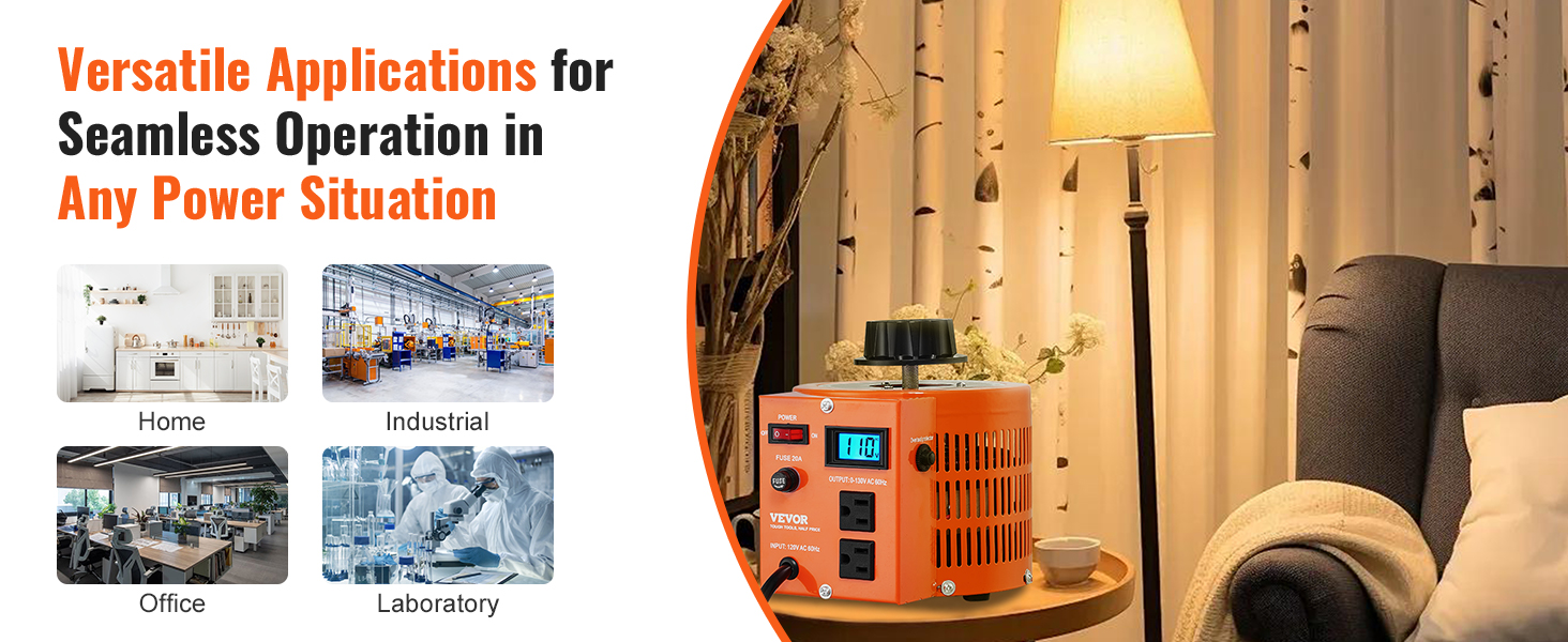 Vevor 2000va Auto Variable Voltage Transformer 15 3 Amp 110v Input 0 130v Output Ac Voltage