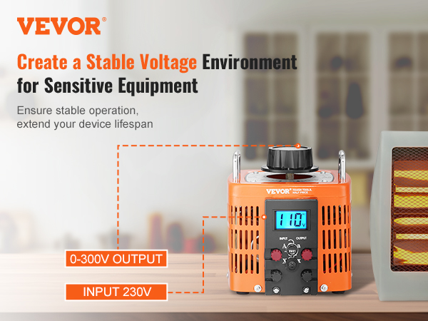 VEVOR 2000VA Variable Voltage Transformer 6.6A 0-300V Voltage Regulator LCD CE | VEVOR EU