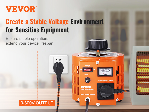 VEVOR 1000VA Variable Voltage Transformer 3.3A 0-300V AC Voltage Regulator CE | VEVOR EU