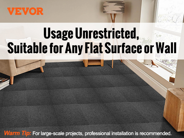 VEVOR Carpet Tiles Reusable, 20"x 20" Carpet Squares With Padding ...