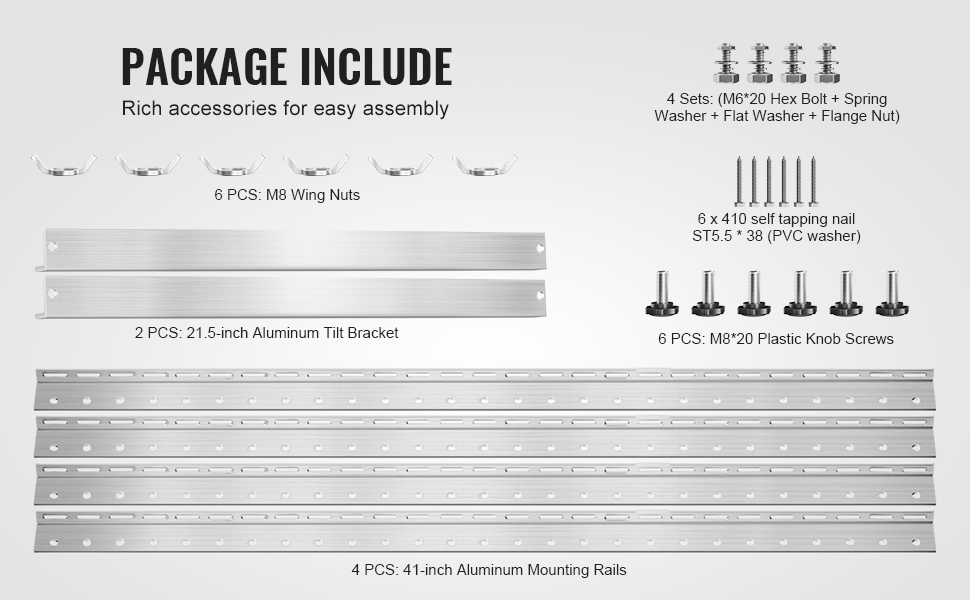 VEVOR 41-Inch Solar Panel Mount Brackets 0 - 90° Adjustable Tilt Mount ...