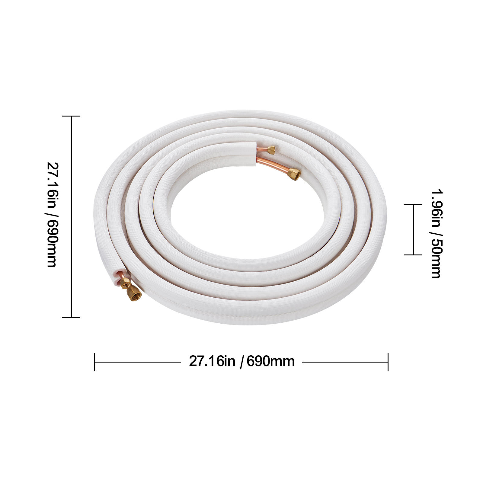 VEVOR 7620mm Mini Split Line Set, 9.5 & 15.9mm O.D Copper Pipes Tubing ...