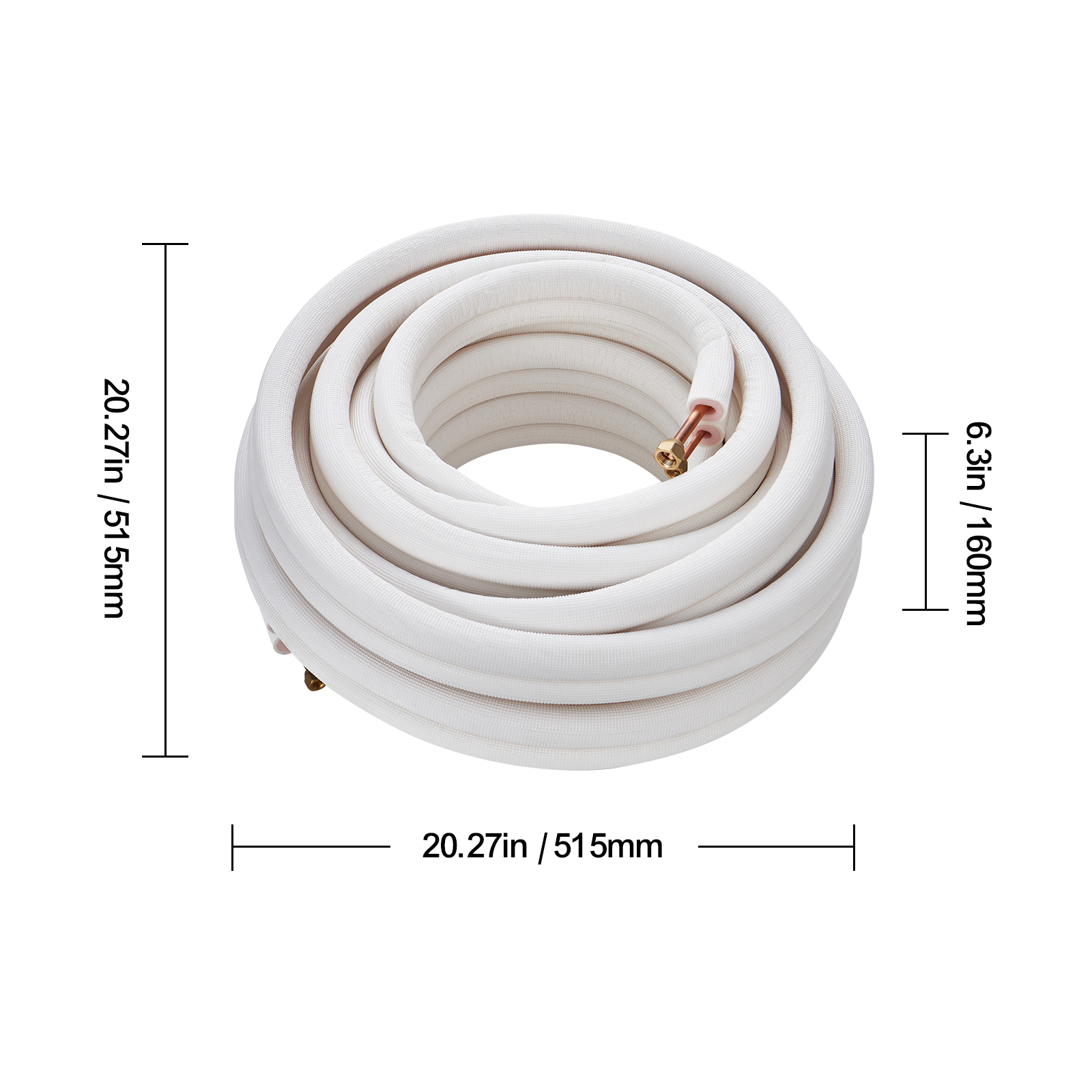 VEVOR 15240mm Mini Split Line Set, 6.4 & 9.5mm O.D Copper Pipes Tubing ...