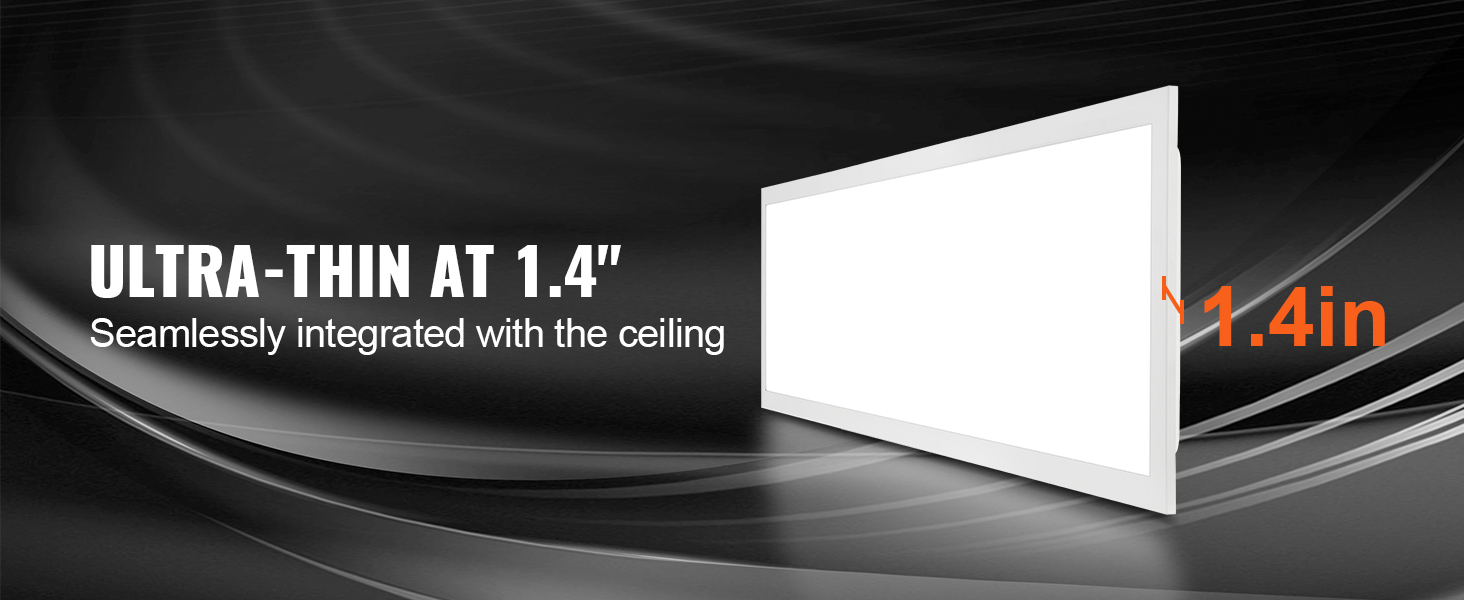 VEVOR 2 Pack 1x4 FT LED Flat Panel Light, 6600LM 55W, Surface Mount LED ...