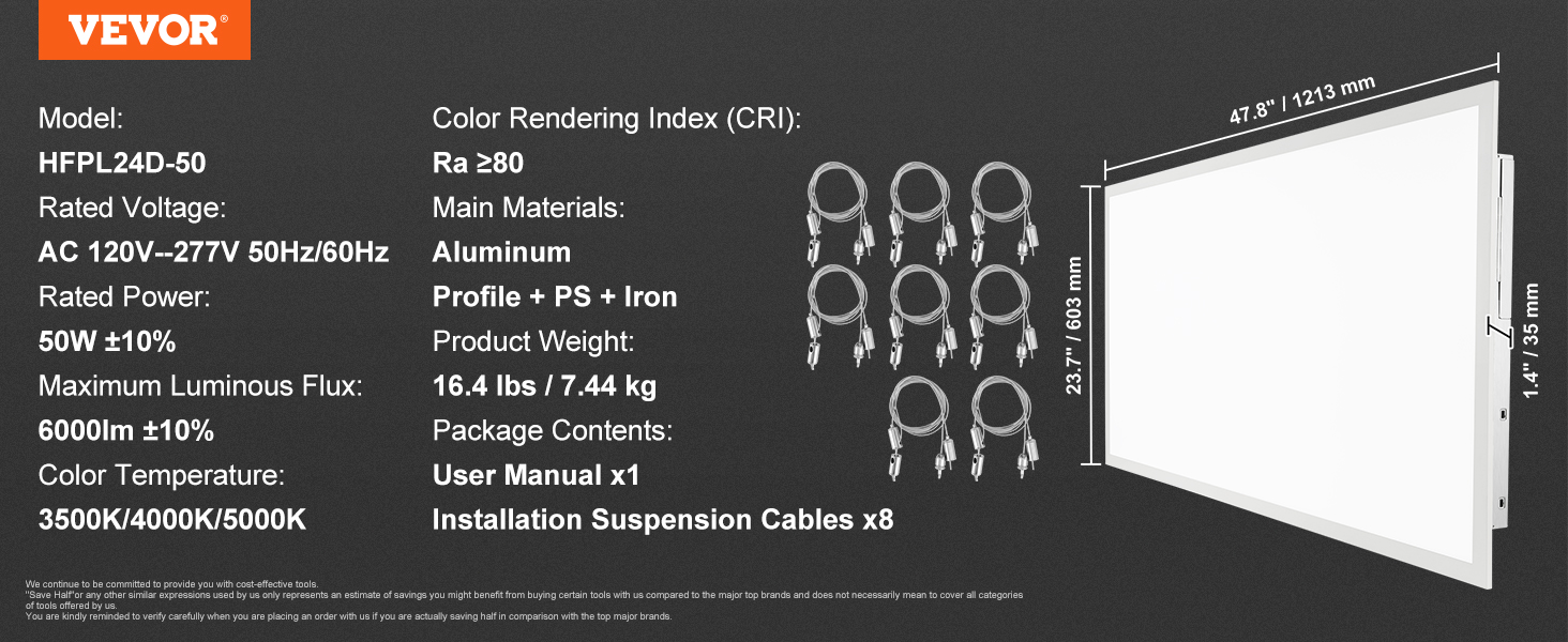 VEVOR 2 Pack 2x4FT LED Flat Panel Light, 6000LM 50W, Surface Mount LED ...