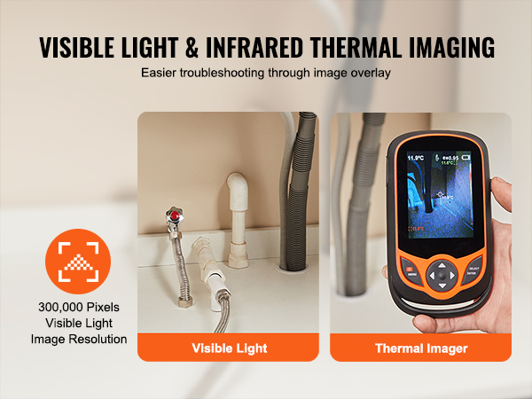 VEVOR Thermal Imaging Camera, 256 x 192 IR Resolution Pocket Infrared ...