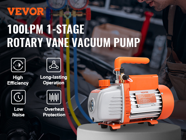 VEVOR 1/5 HP Single Stage Vacuum Pump, 3.5 CFM, 120V AC Air Conditioning Conditioner Vacuum Pump ...
