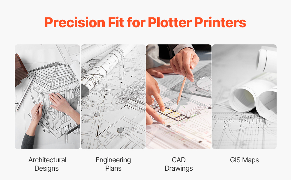 Wide Format Paper Plotter Paper 6 Rolls 24 in x 150 ft CAD Bond Rolls ...
