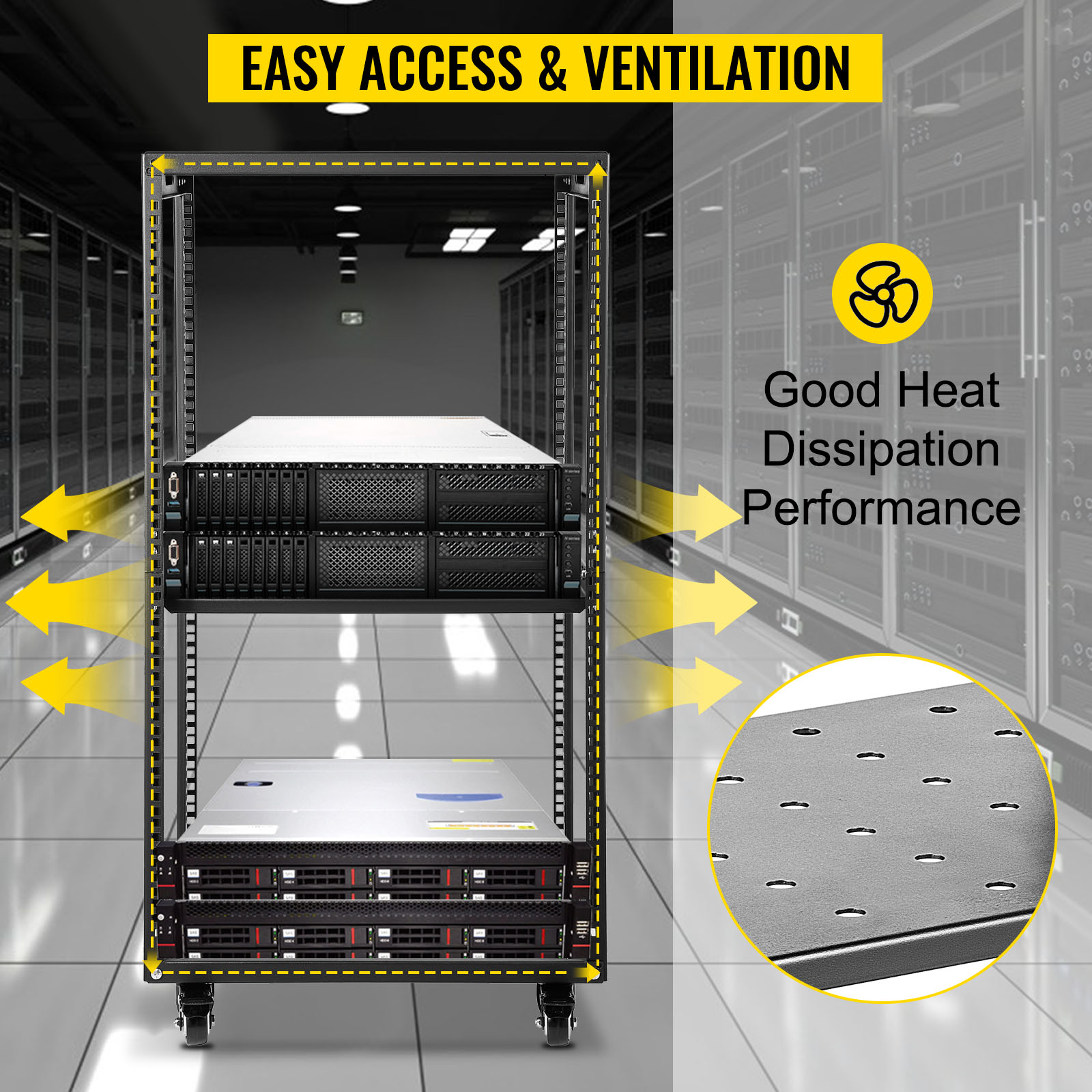 VEVOR 18U 19" Open Frame Rack, 4-Post IT Server Rack, Server/Audio ...