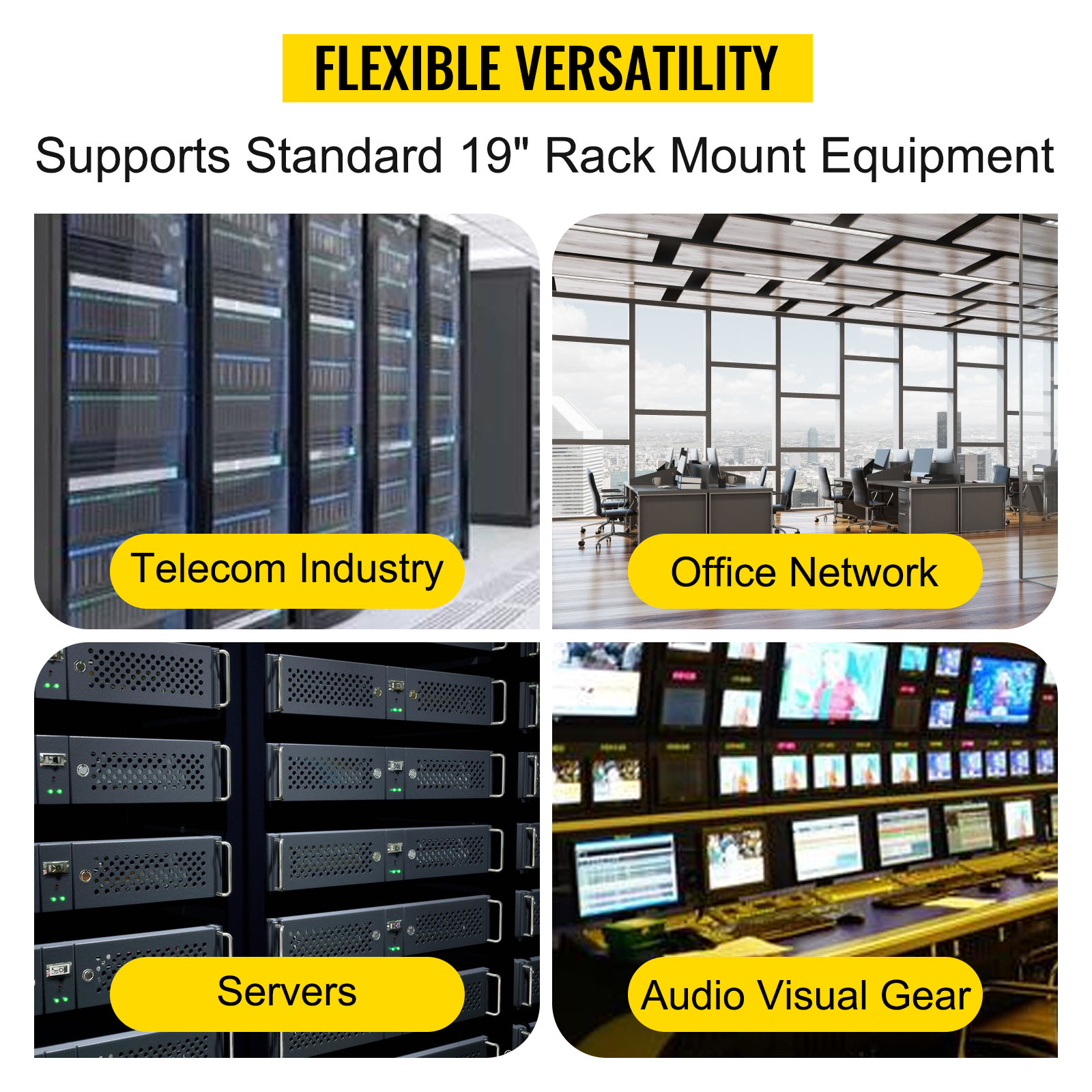 VEVOR 18U 19" Open Frame Rack, 4-Post IT Server Rack, Server/Audio ...