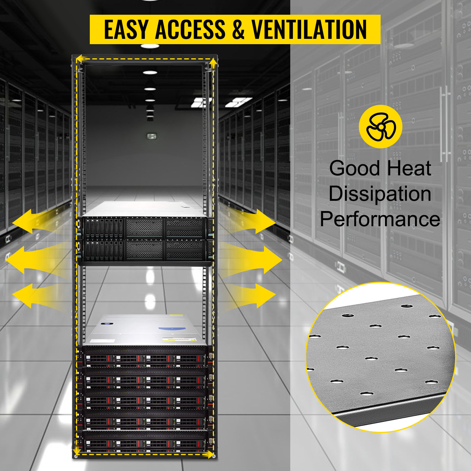 VEVOR Server Rack, 28U Open Frame Rack, 4-Post IT Server Network Relay ...