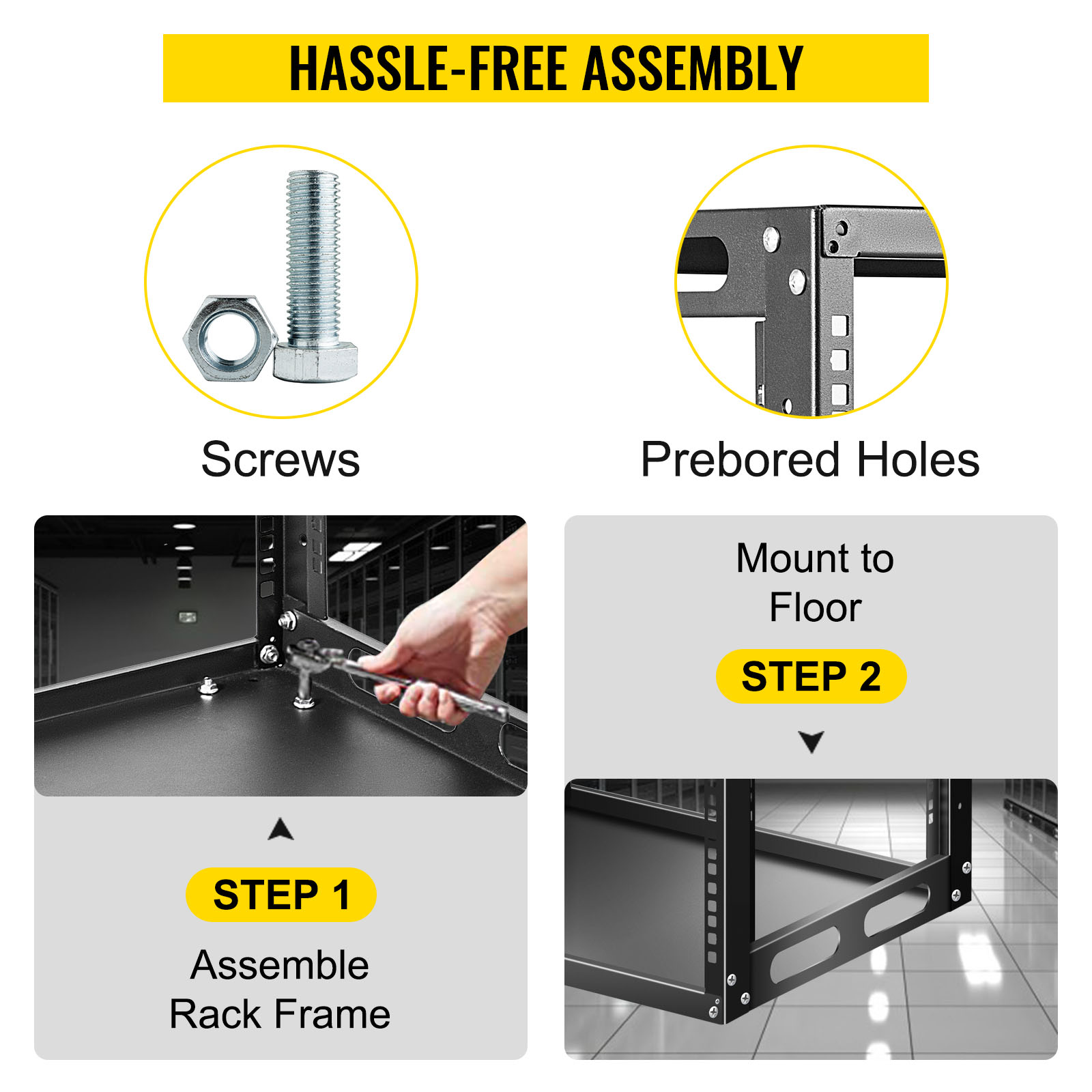 VEVOR Server Rack, 28U Open Frame Rack, 4-Post IT Server Network Relay ...